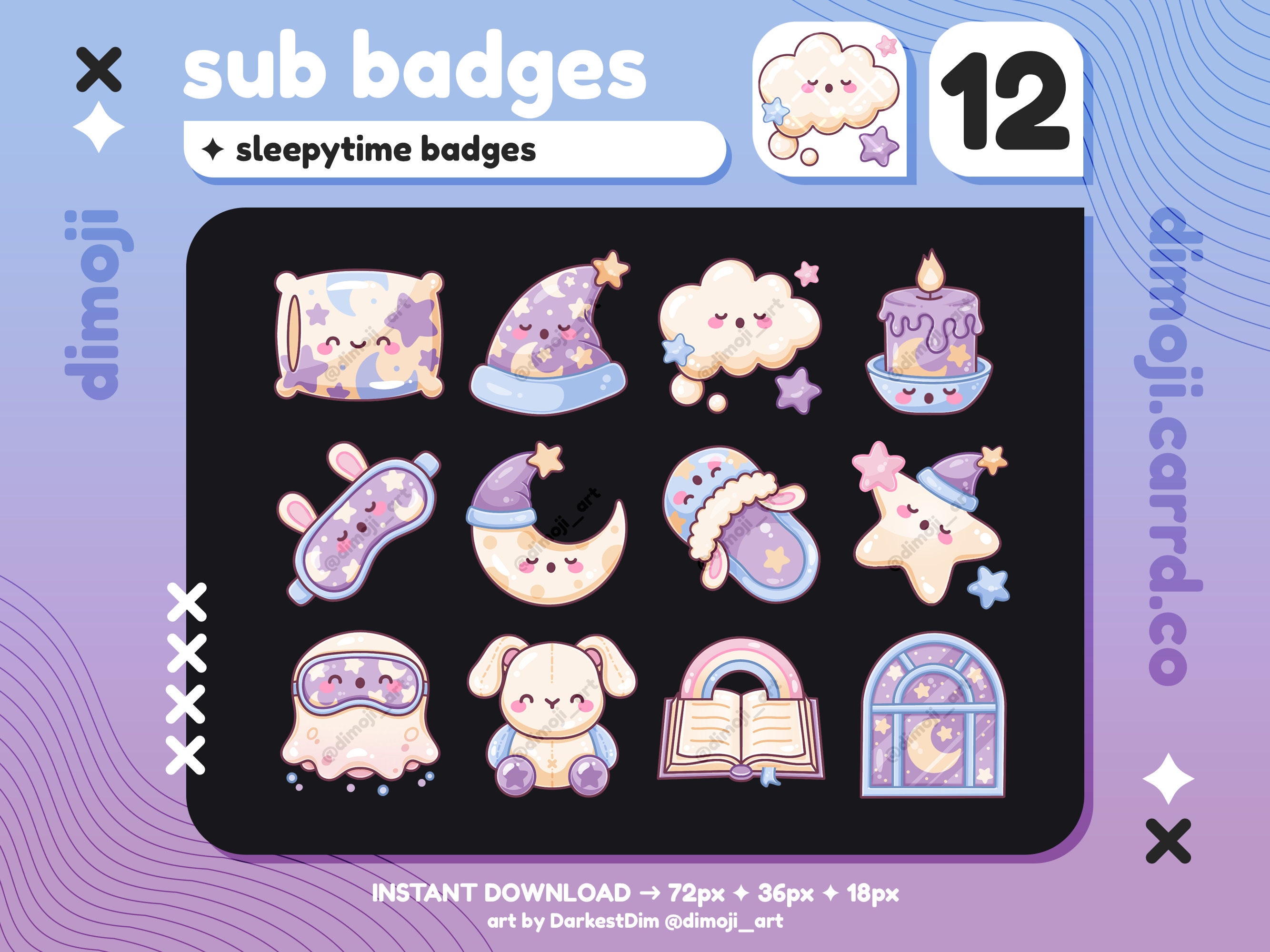 Sleepy Time Badges Cosy Dreams Clouds & Stars Twitch/youtube/discord ...