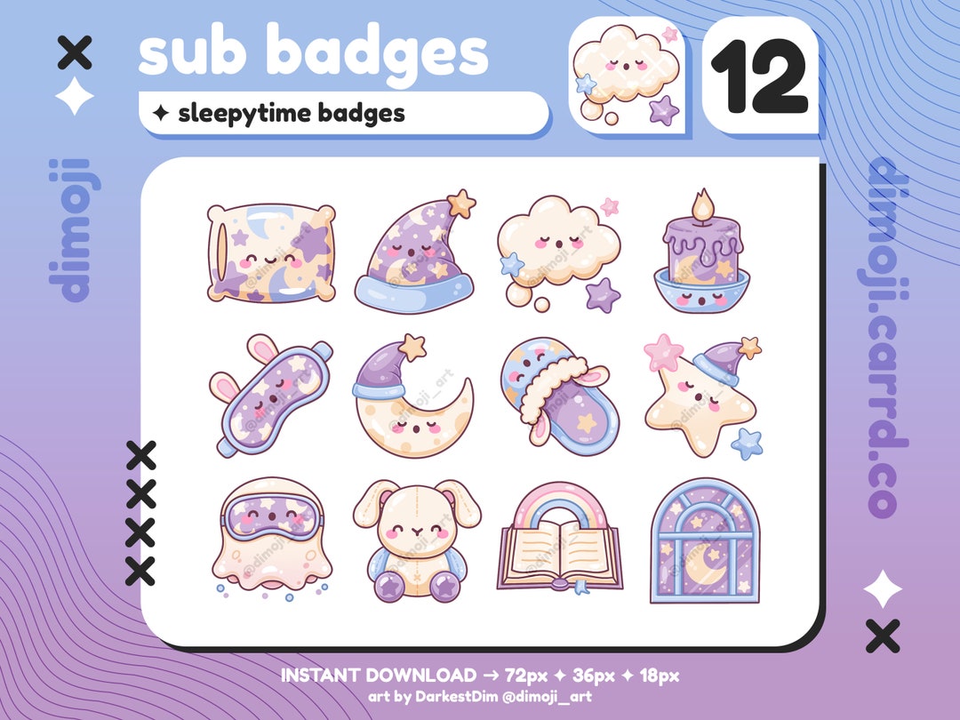 Sleepy Time Badges | Cosy Dreams | Clouds & Stars | Twitch/youtube ...