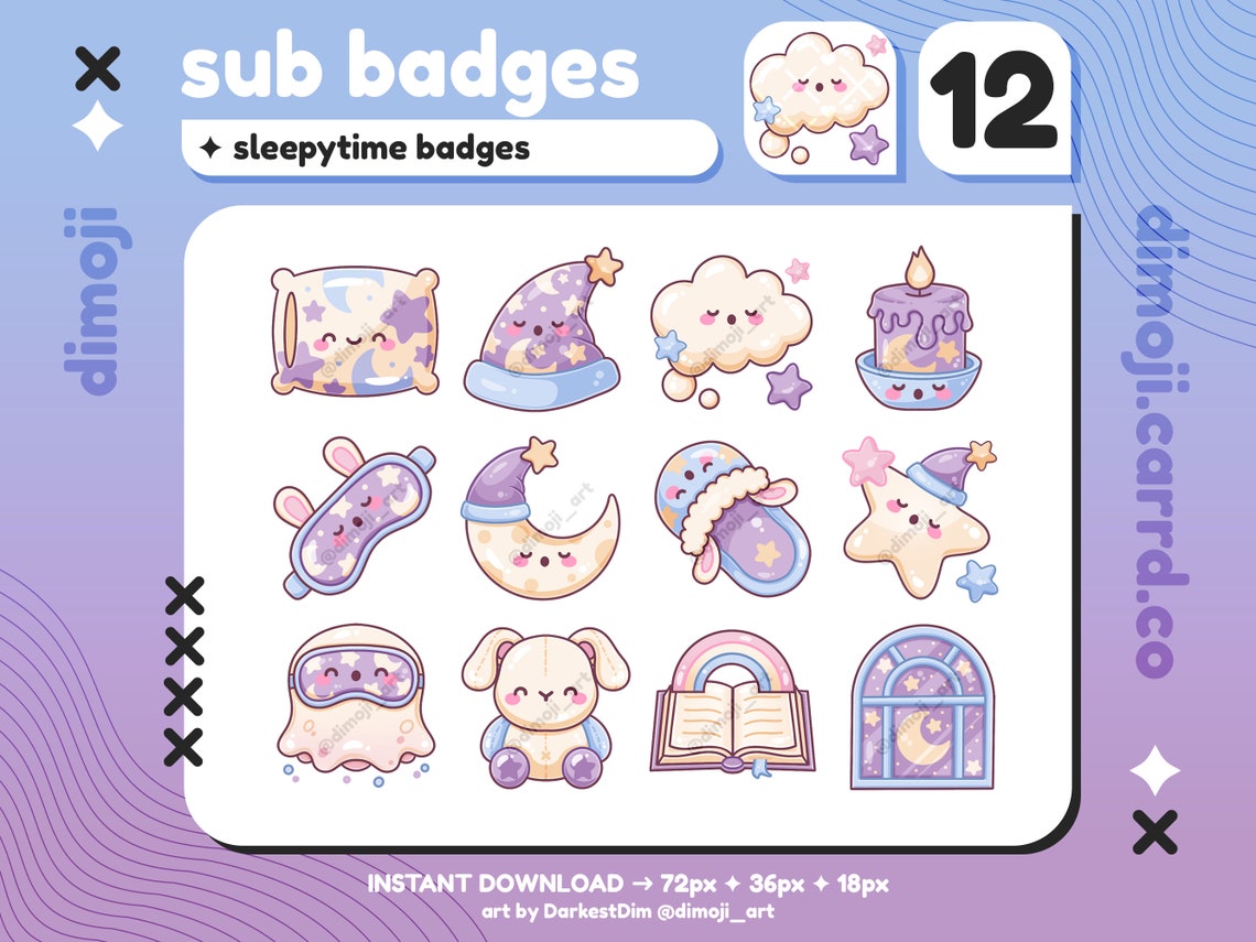 Sleepy Time Badges | Cosy Dreams | Clouds & Stars | Twitch/youtube ...