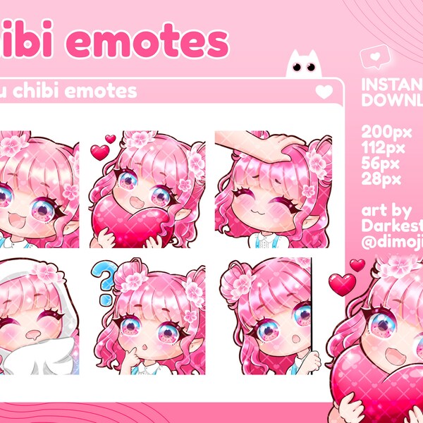 Pink Hair Chibi Emotes - Etsy