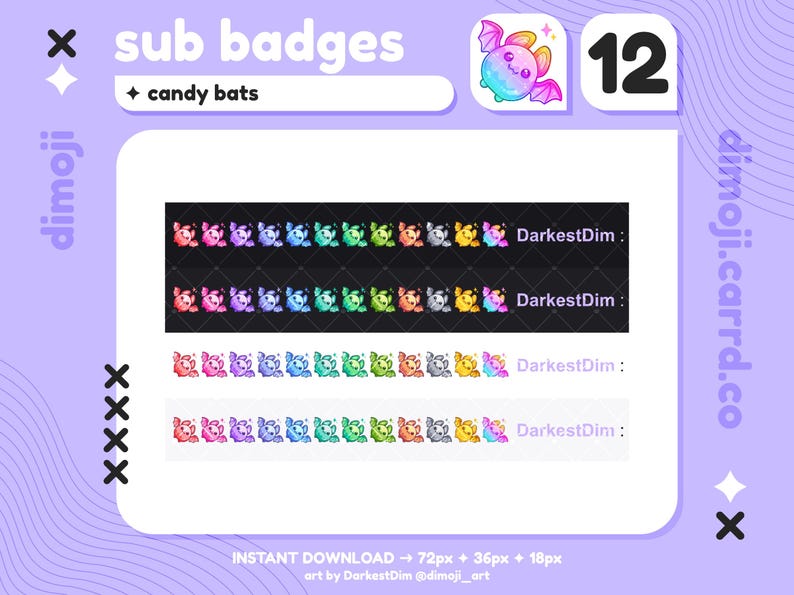 Cute Candy Bats | Halloween Badges | Twitch/youtube/discord | Bit ...