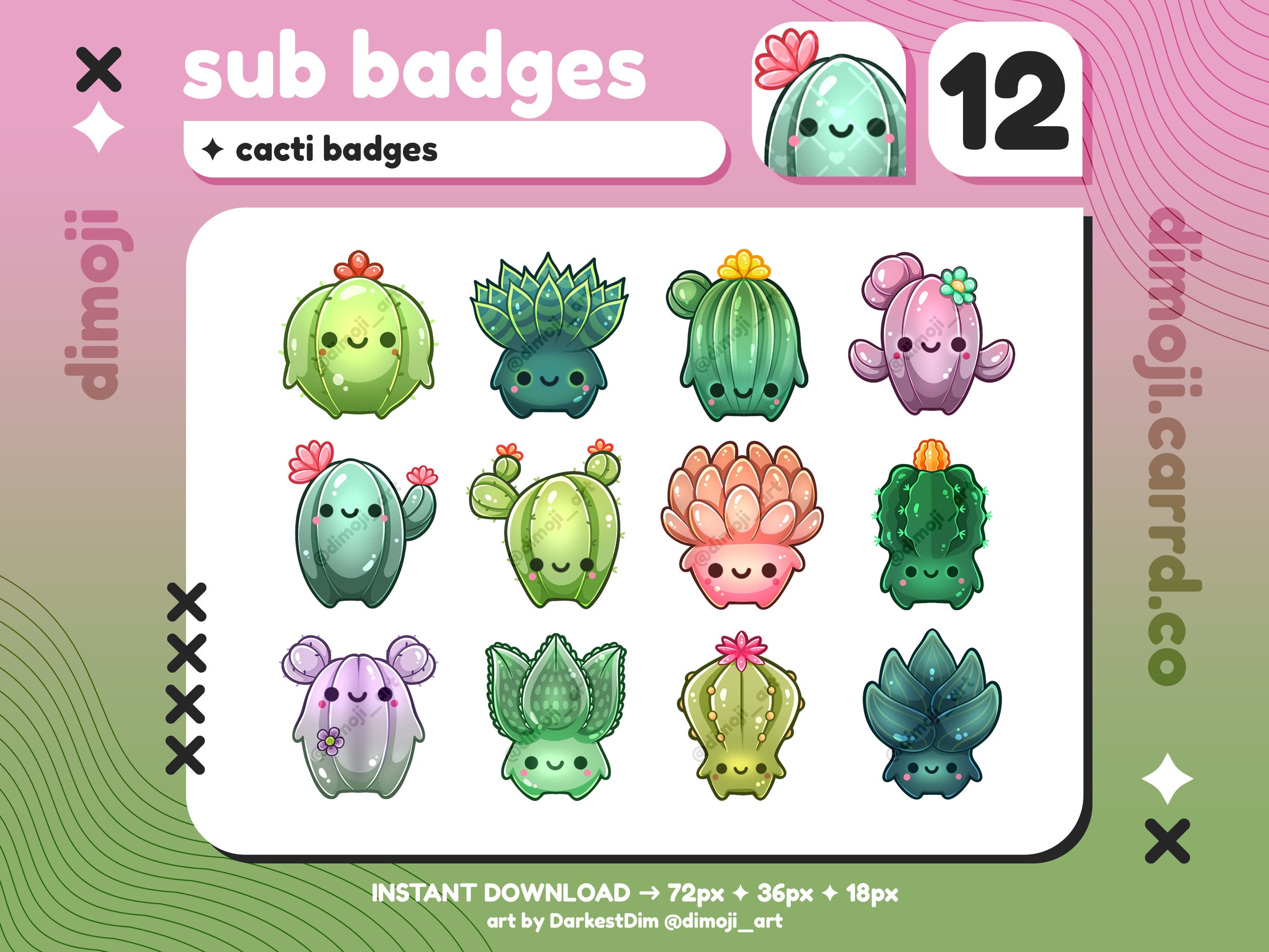 Cacti/plant Badges | Twitch/youtube/discord | Bit Badges | Twitch Sub ...