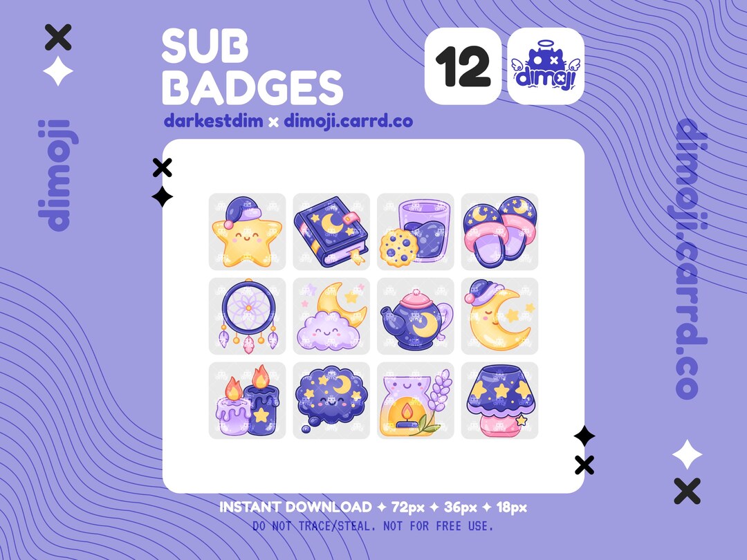 Bedtime Badges | Cosy Dreams | Clouds & Stars | Twitch/youtube/discord ...