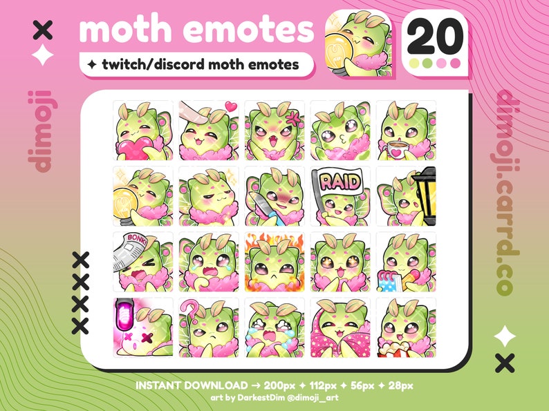 Cute Moth Emotes X20 | Emotes Pack | Twitch/discord/youtube/streaming ...