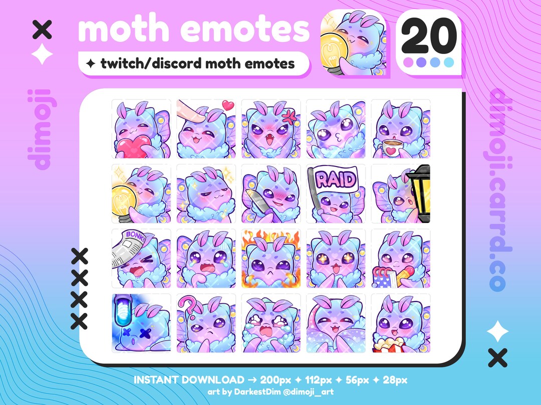 Cute Moth Emotes X20 | Emotes Pack | Twitch/discord/youtube/streaming ...