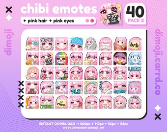 Twitch Emotes / Cute Chibi Girl / Light Pink Hair With Bangs / Pink ...
