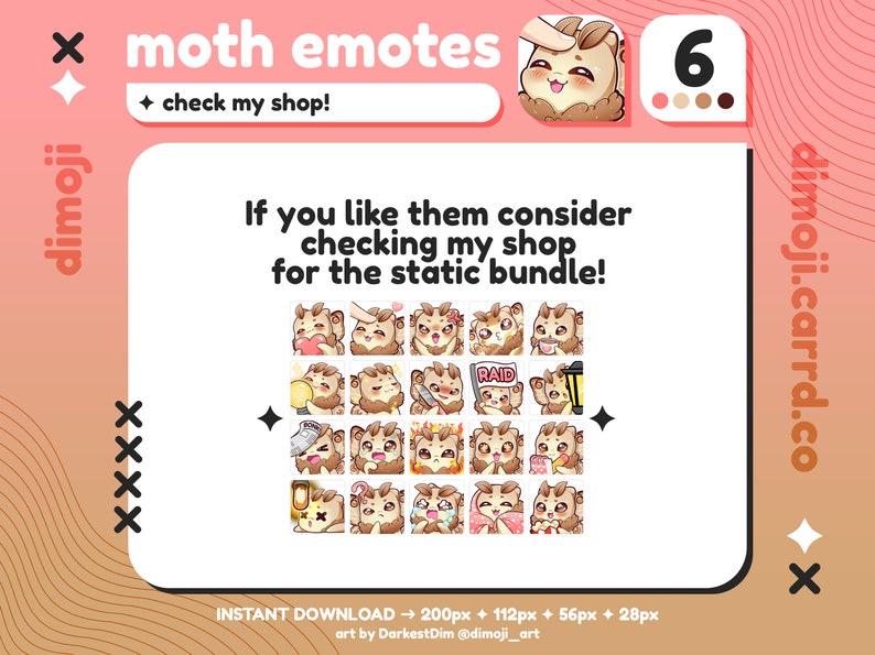 Cute Moth Animated Emotes X6 | GIF Emotes Pack | Twitch/discord/youtube ...