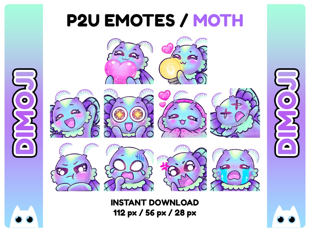 P2U Cute Moth Emotes X10 Emotes Pack - Etsy Australia