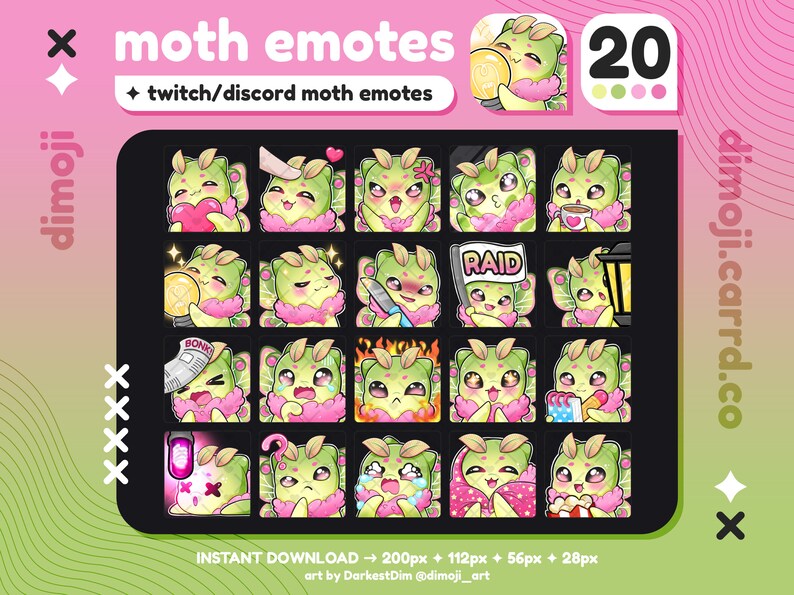 Cute Moth Emotes X20 | Emotes Pack | Twitch/discord/youtube/streaming ...