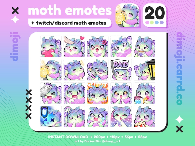 Cute Moth Emotes X20 | Emotes Pack | Twitch/discord/youtube/streaming ...