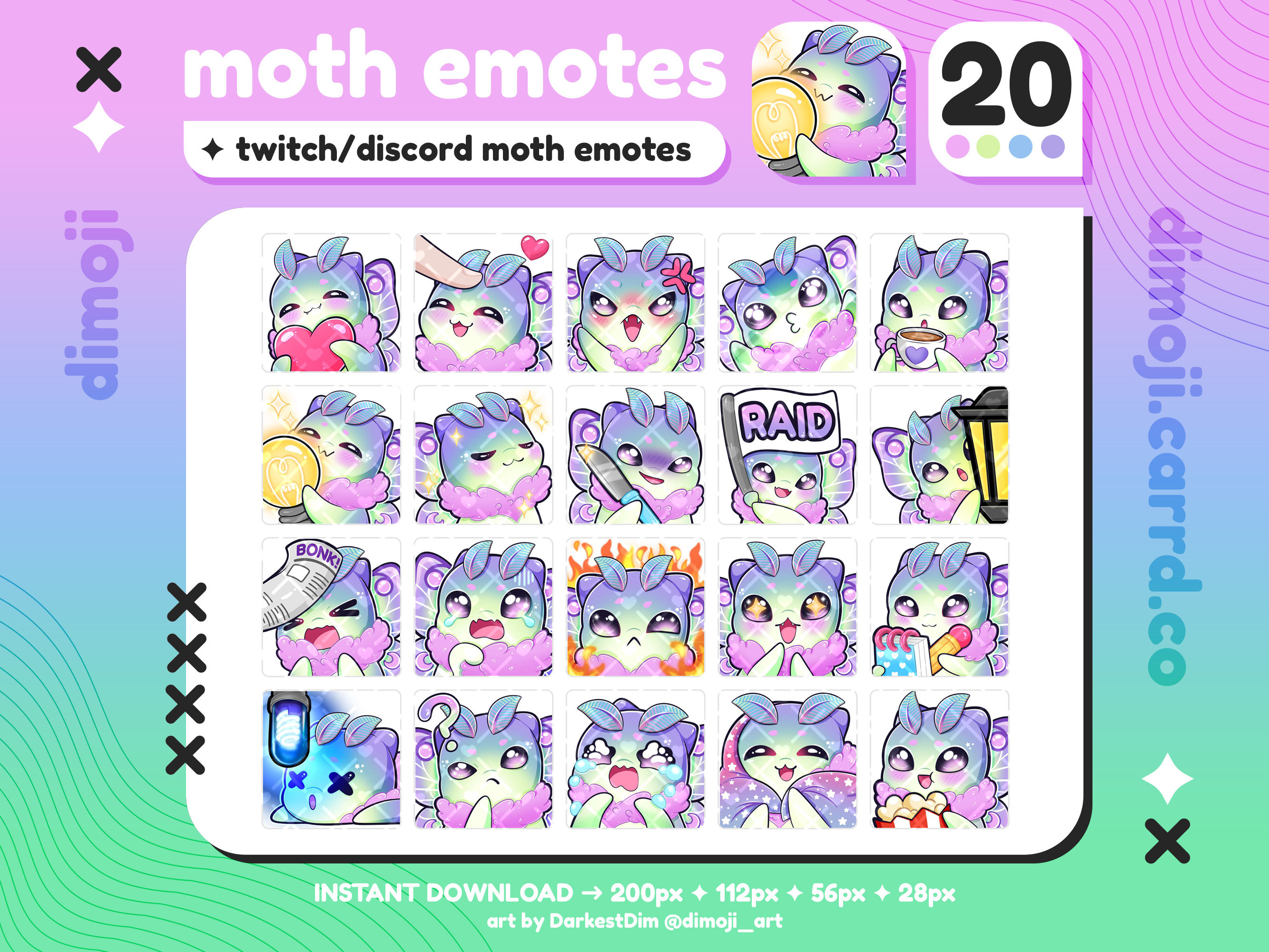 Cute Moth Emotes X20 | Emotes Pack | Twitch/discord/youtube/streaming ...