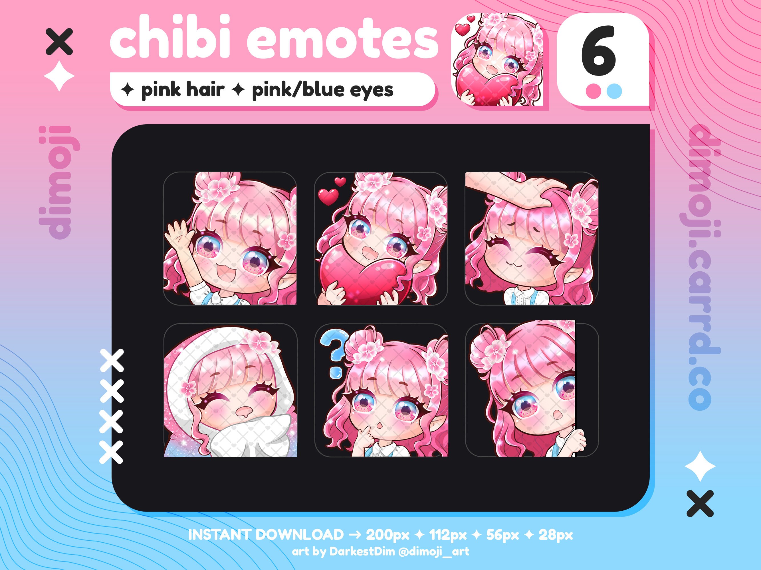 P2U Cute Chibi Emotes X6 Emote Pack Twitch/discord/youtube/streaming ...