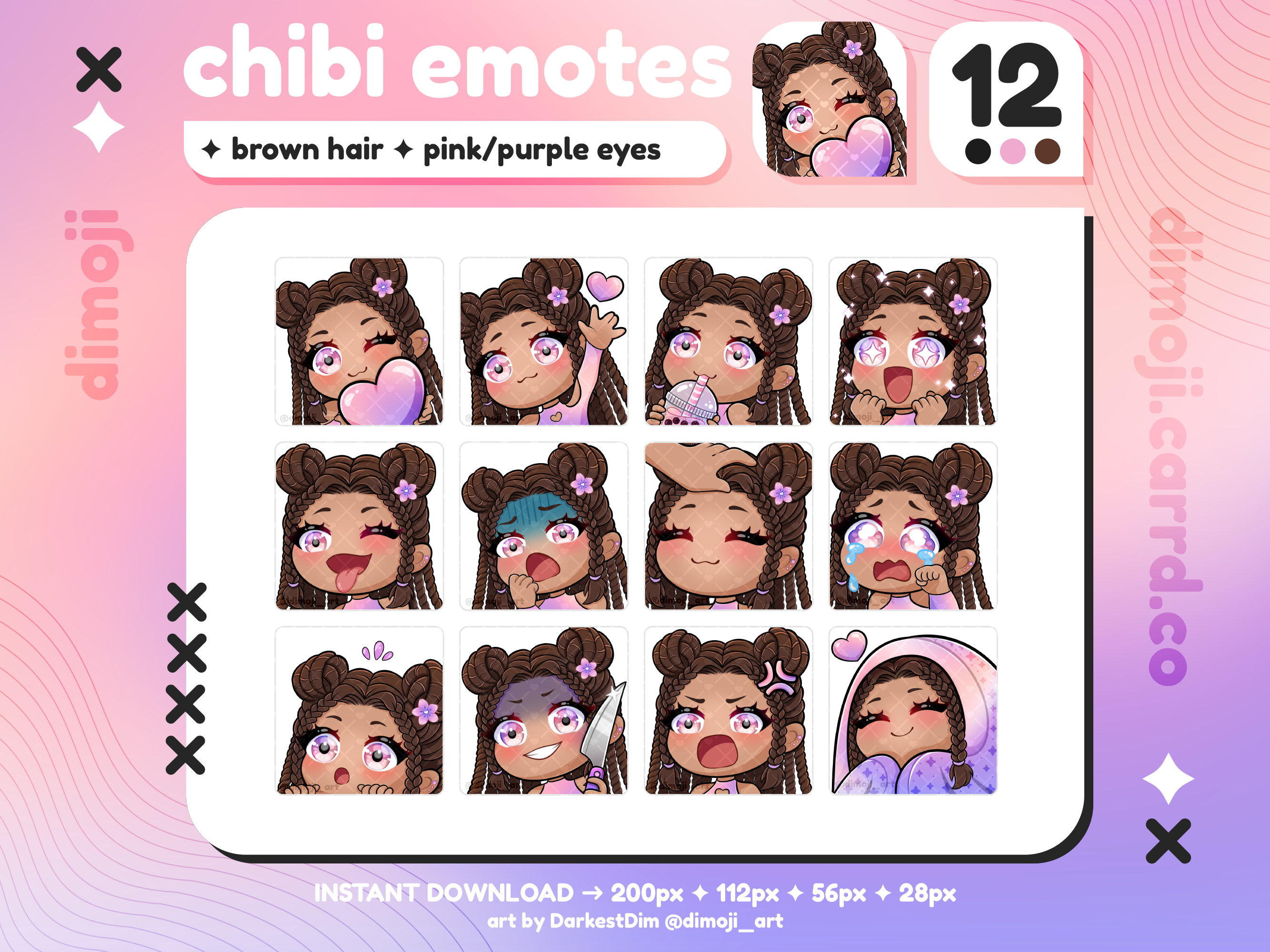 Cute Girl Chibi Emotes X12 | Emote Pack | Twitch/discord/youtube ...