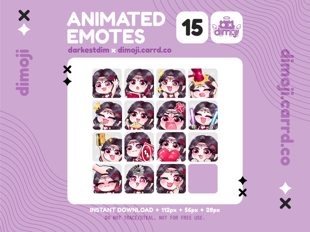 ANIMATED Chibi Elf / Elven Emotes (15) | Black Hair | Red Eyes | Emote ...