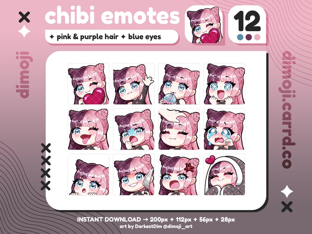 Cute Girl Chibi Emotes X12 | Emote Pack | Twitch/discord/youtube ...