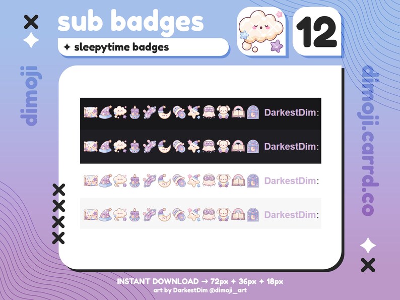 Sleepy Time Badges | Cosy Dreams | Clouds & Stars | Twitch/youtube ...