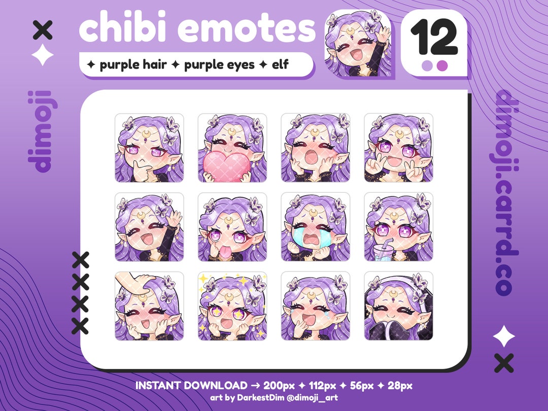 P2U Cute Elven Chibi Emotes X12 | Emote Pack | Twitch/discord/youtube ...