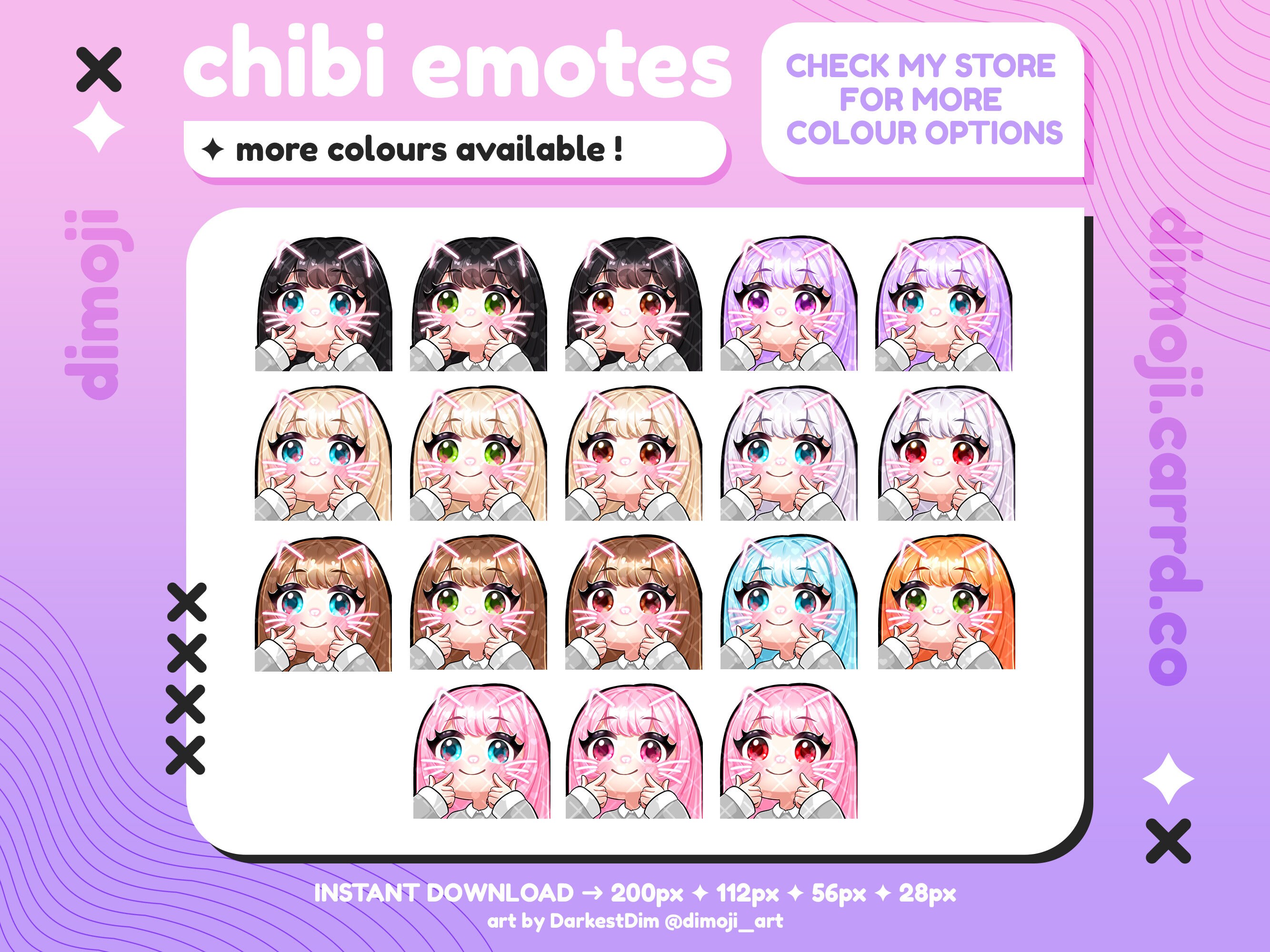 P2U Cute Chibi Blue Hair/blue Eyes Emote PACK 2 X40 Emotes BUNDLE ...