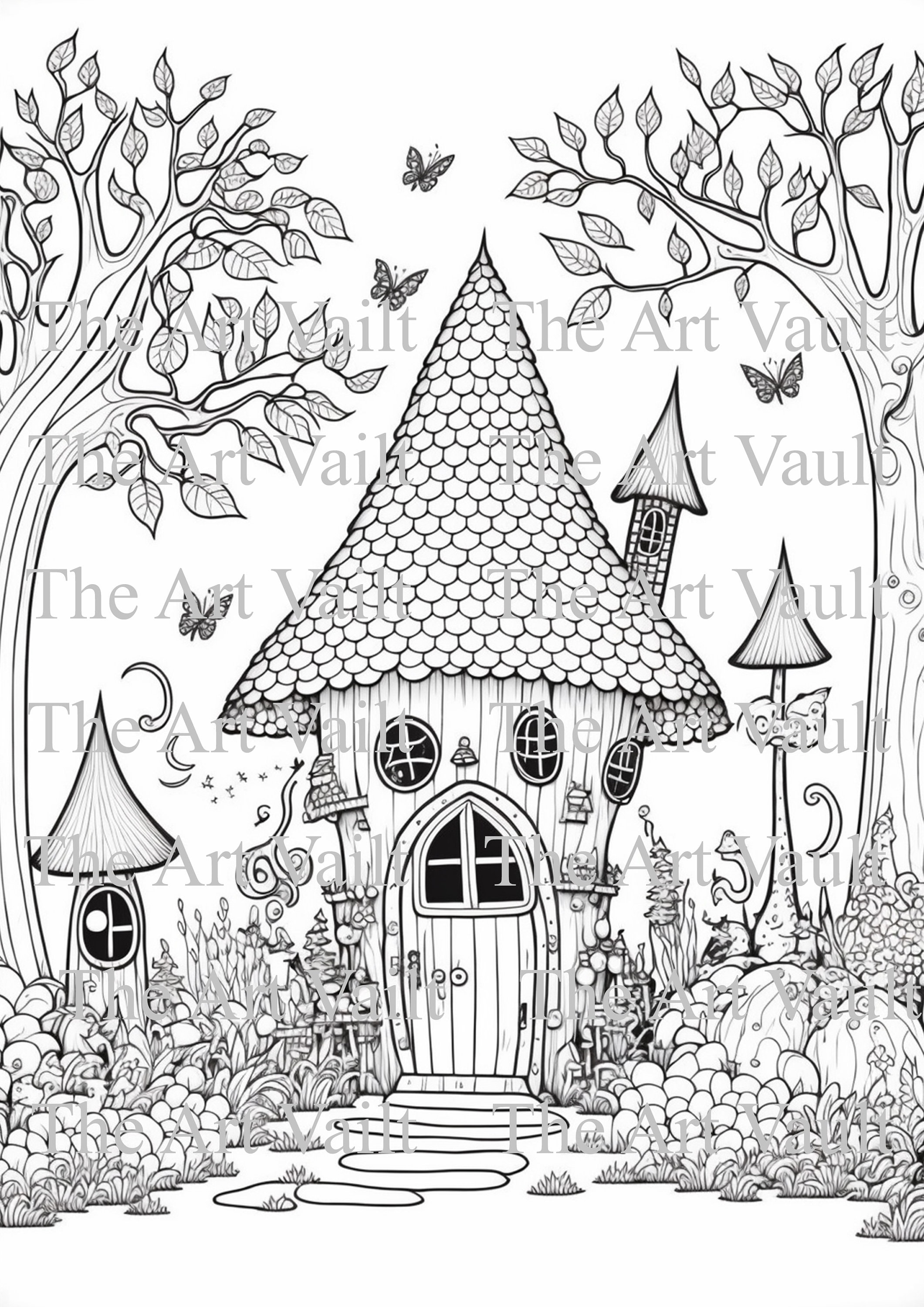 Fairy House Coloring Fairy Garden Coloring Fairy Adult - Etsy