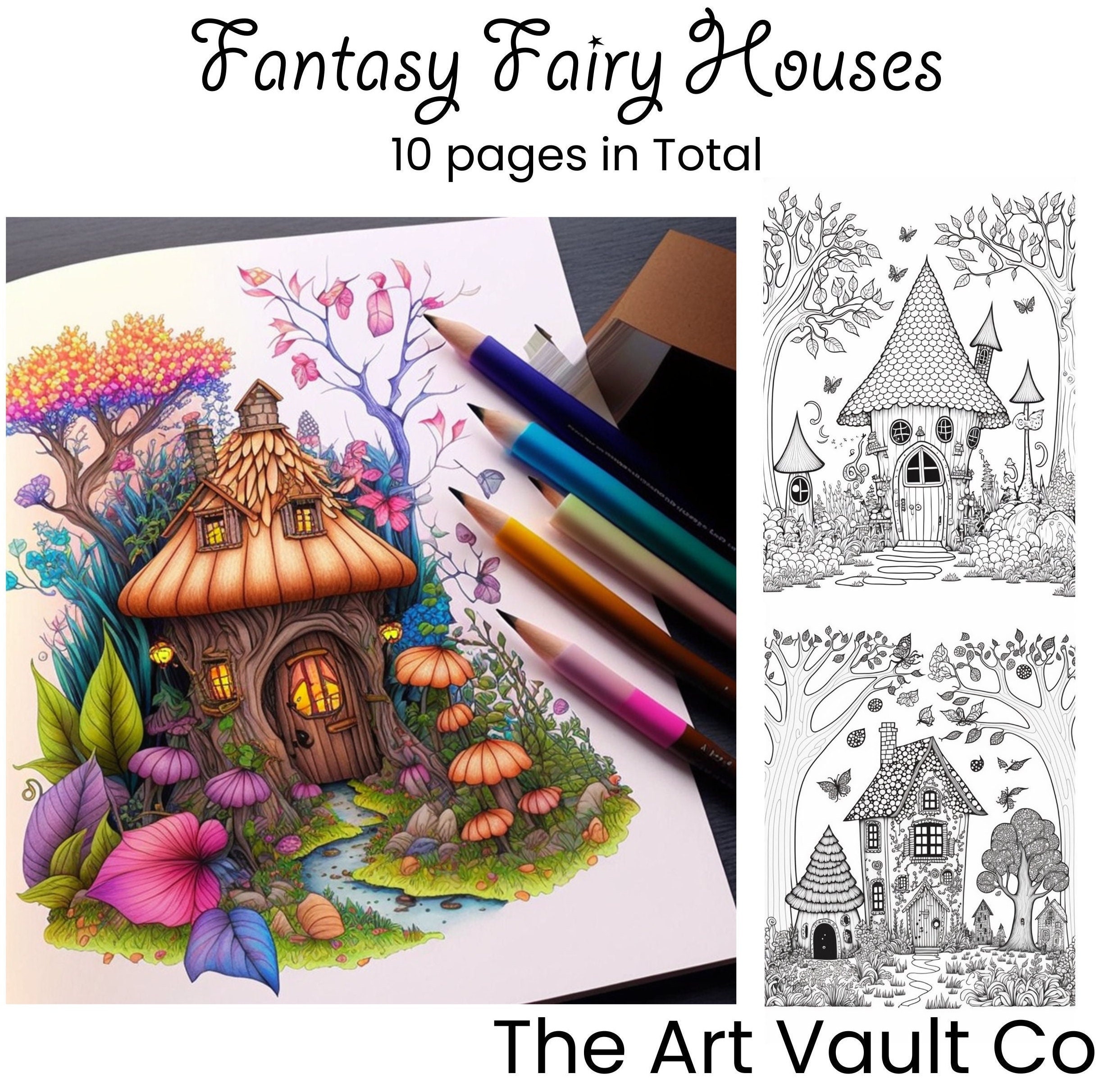 Fairy House Coloring Fairy Garden Coloring Fairy Adult - Etsy