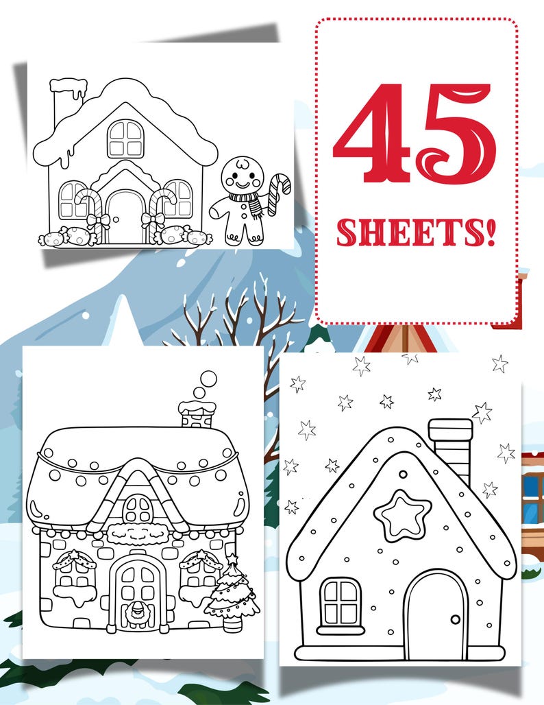 45 Cozy Winter Homes Coloring Sheets Bundle Pack | Kids Crafts ...
