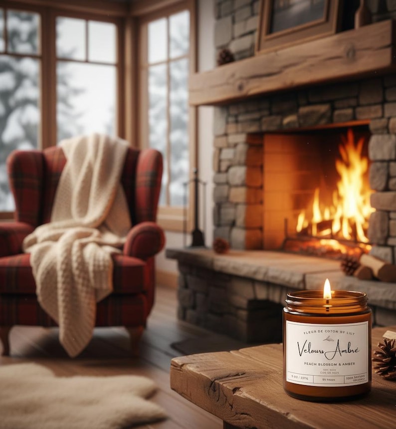 Velours Ambré – Warm Amber & Peach Blossom Candle 8OZ | Cozy Luxury Soy ...