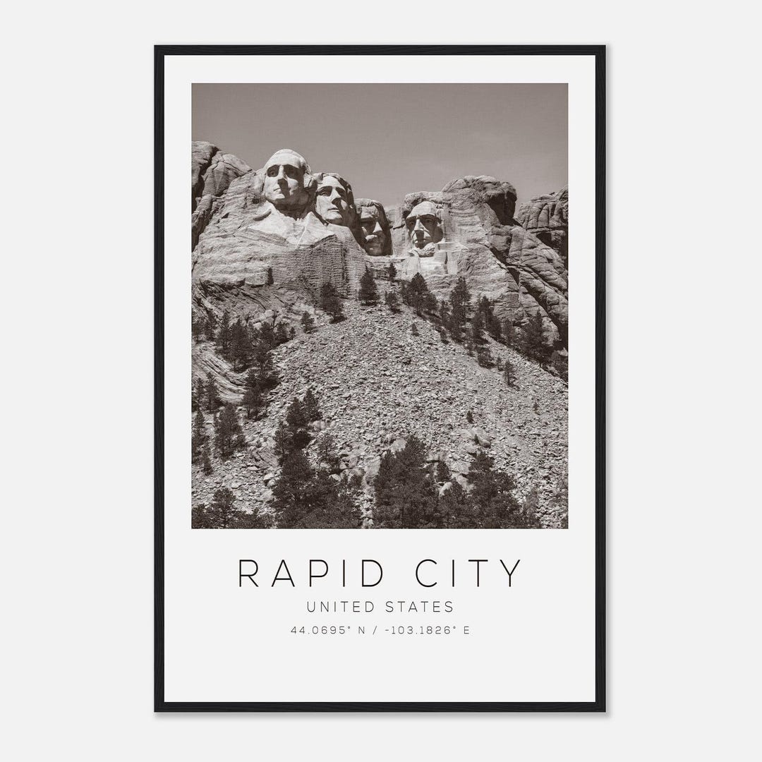 Rapid City United States Travel Photo Poster BW, Rapid City Travel ...