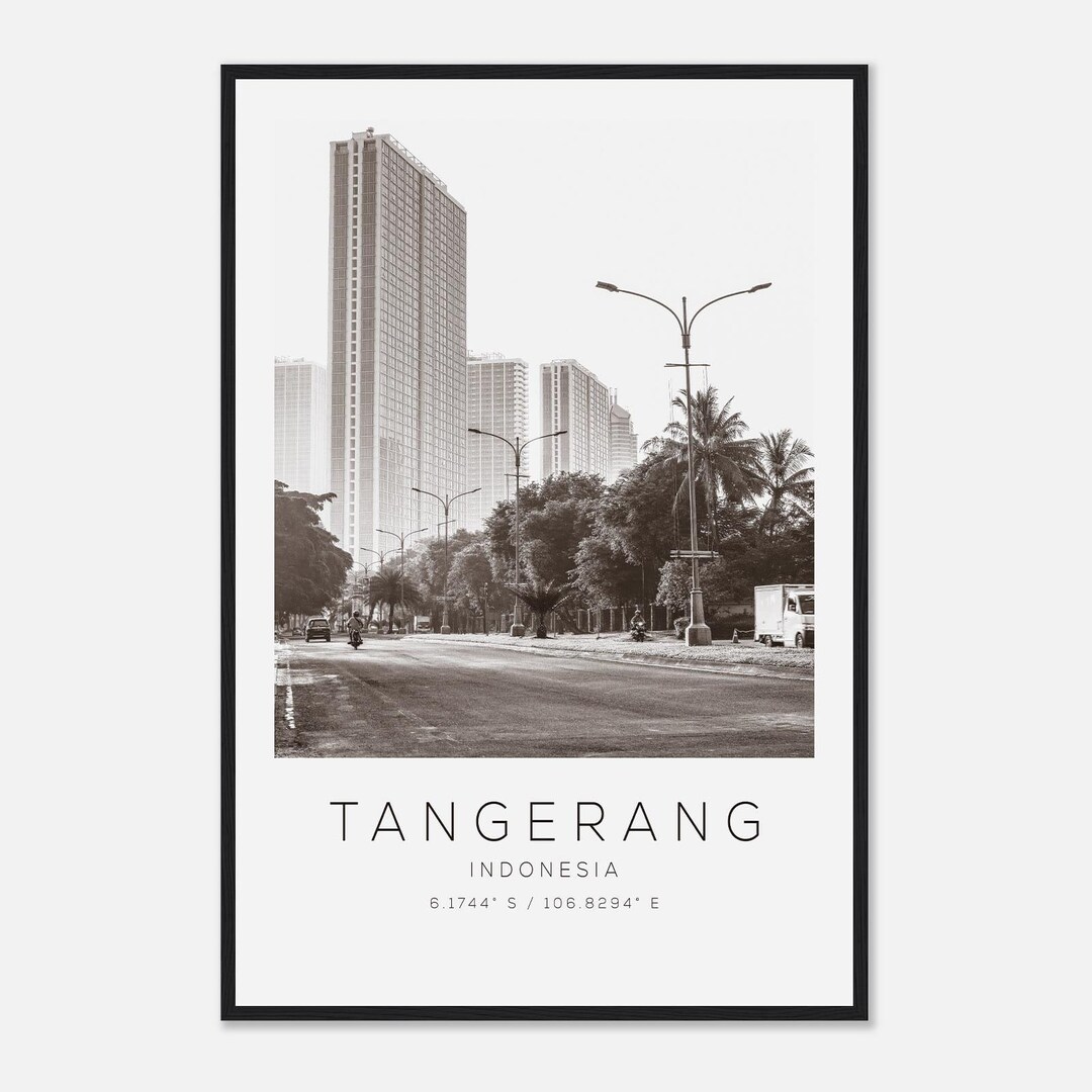 Tangerang Indonesia Travel Photo Poster BW, Tangerang Travel Print ...