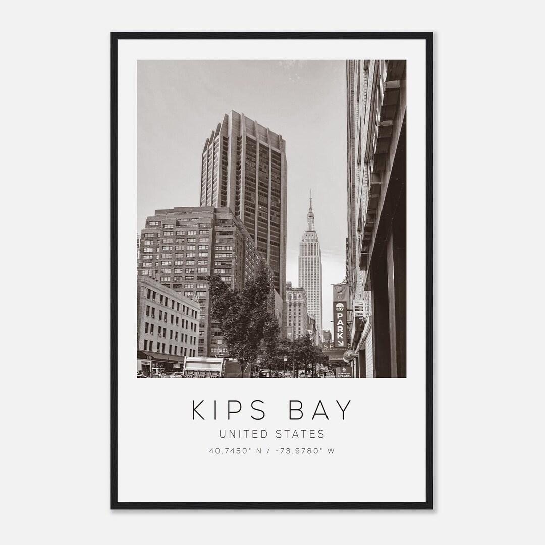 Kips Bay United States Travel Photo Poster BW, Kips Bay Travel Print ...