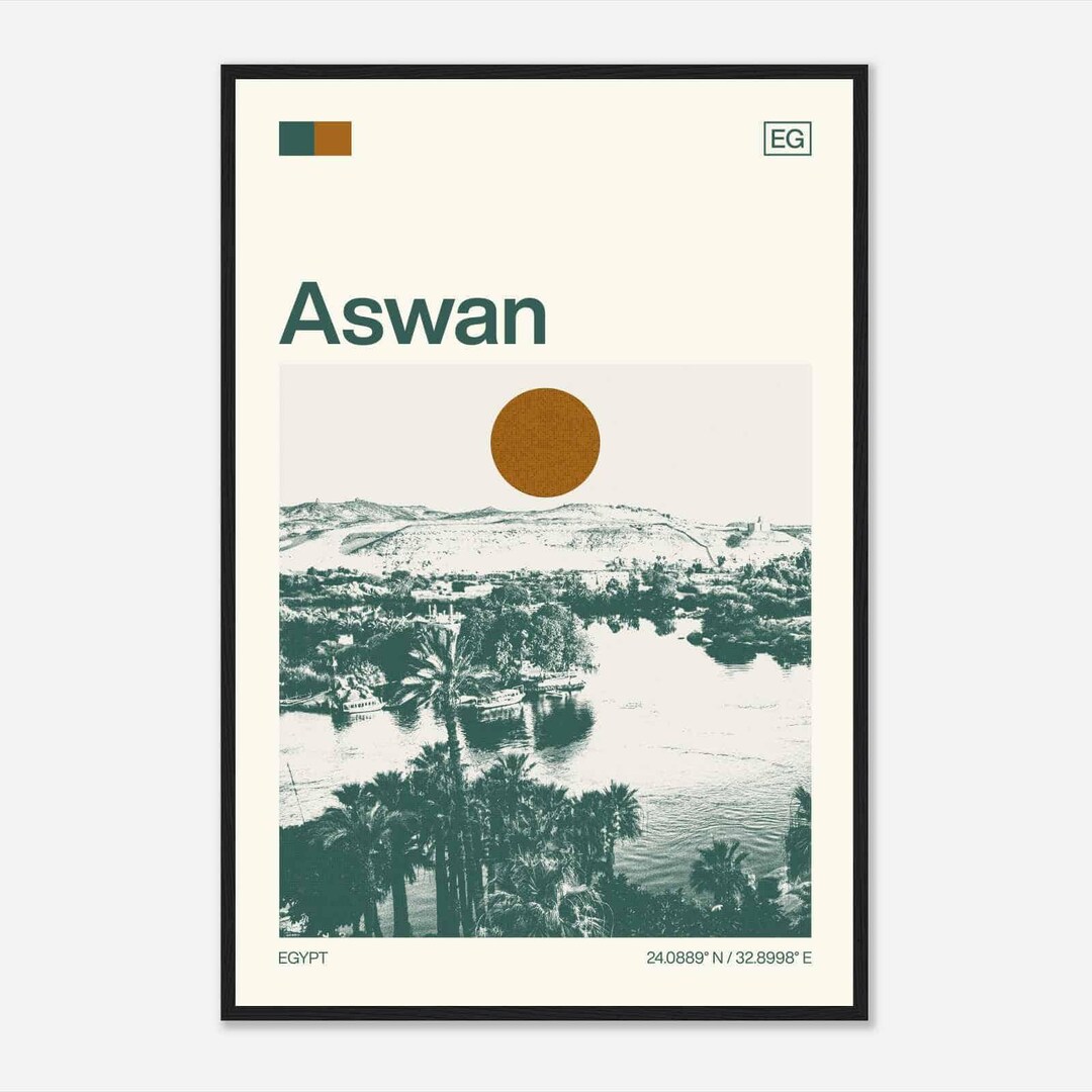 Aswan Egypt Minimalist Monochrome Travel Photo Poster - Etsy