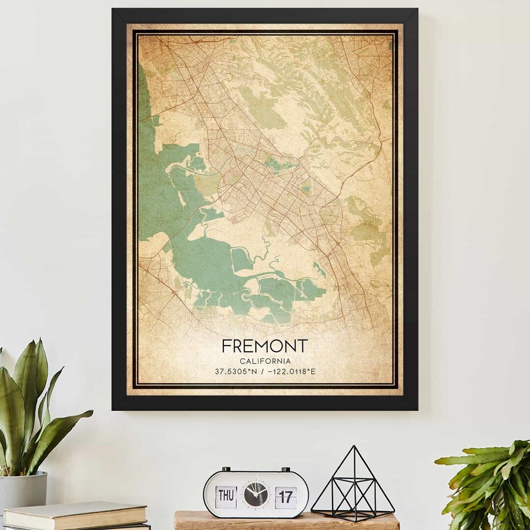 Vintage Fremont California Map Print Poster Custom Map Art - Etsy