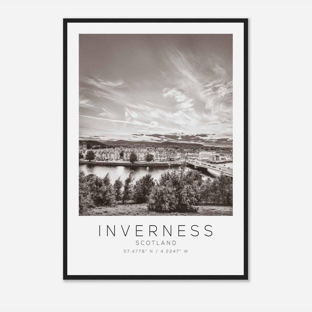 Inverness Scotland Travel Photo Poster BW, Inverness Travel Print ...