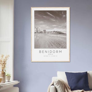 Benidorm Spain Travel Photo Poster BW, Benidorm Travel Print ...