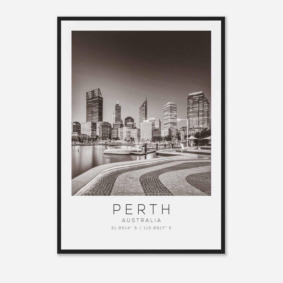 Perth Australia Travel Photo Poster BW, Perth Travel Print, Minimalist ...