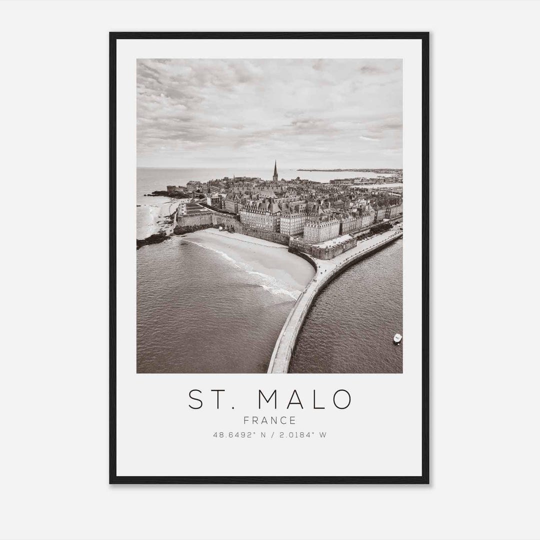 St. Malo France Travel Photo Poster BW, St. Malo Travel Print ...
