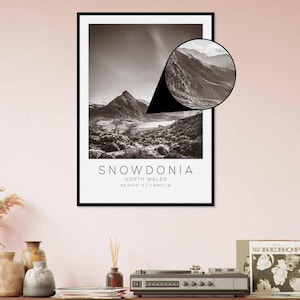 Snowdonia North Wales Travel Photo Poster BW, Snowdonia Travel Print ...