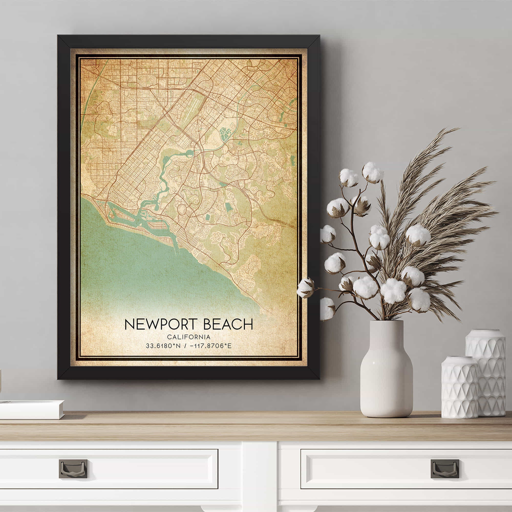 Vintage Newport Beach California Map Print Poster Custom Map Art - Etsy