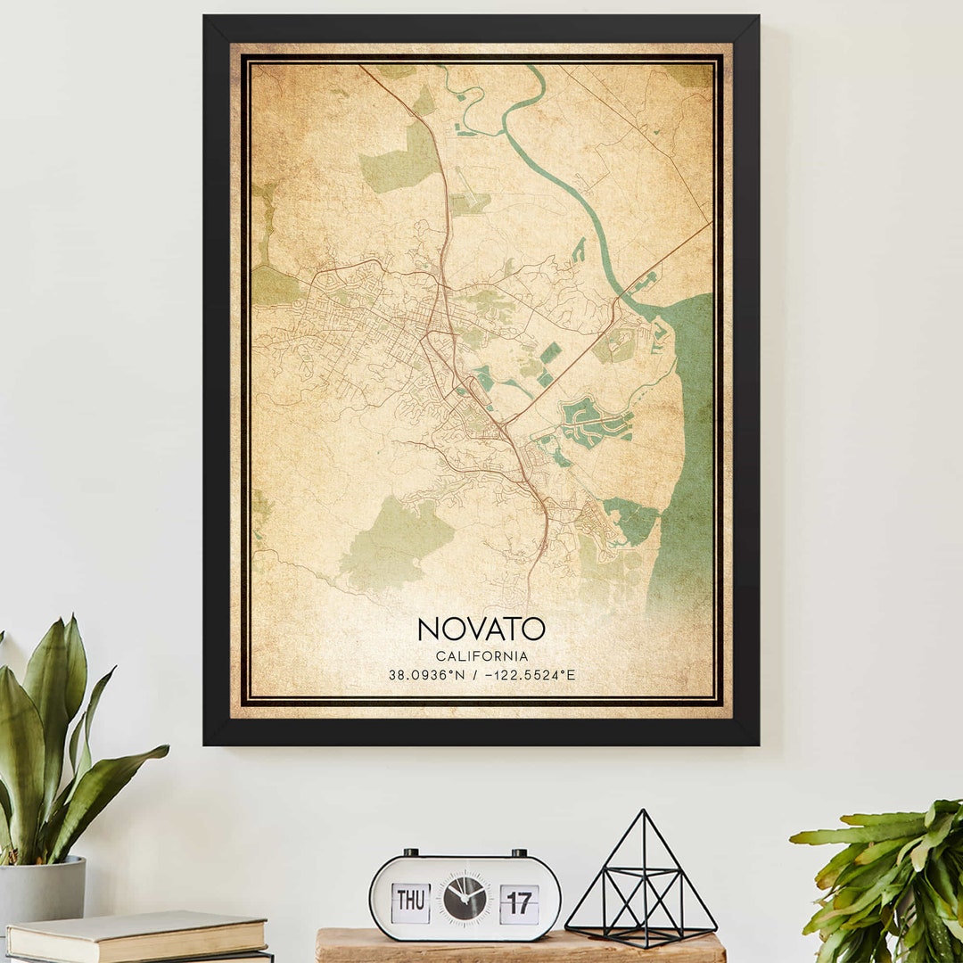 Vintage Novato California Map Print Poster Custom Map Art - Etsy