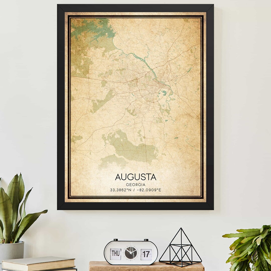 Vintage Augusta Georgia Map Print Poster Custom Map Art - Etsy