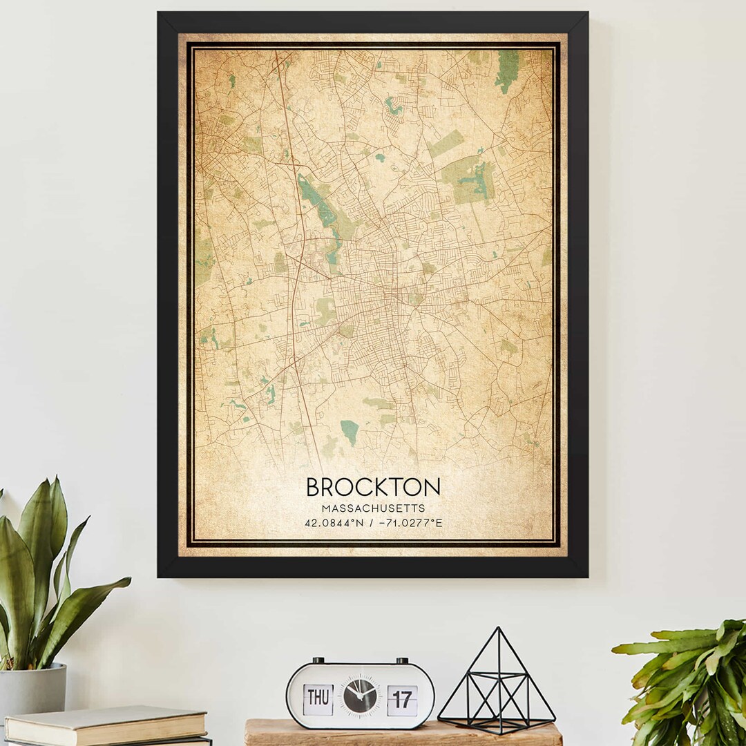 Vintage Brockton Massachusetts Map Print Poster Custom Map Art - Etsy