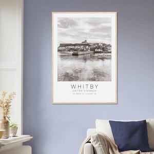 Whitby United Kingdom Travel Photo Poster BW, Whitby Travel Print ...