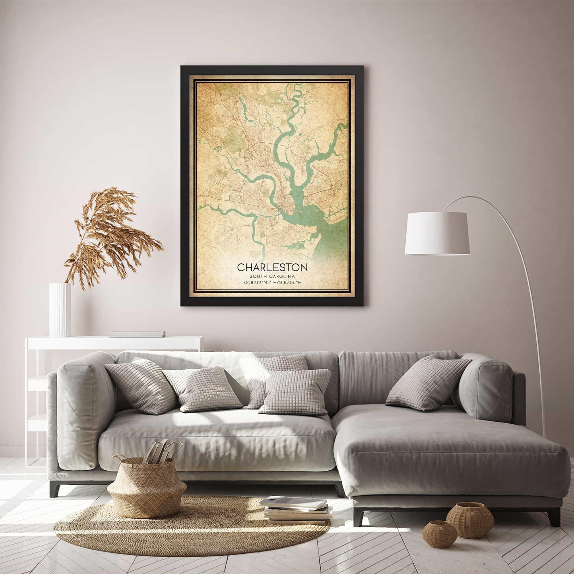 Vintage Charleston South Carolina Map Print Poster Custom Map Art - Etsy