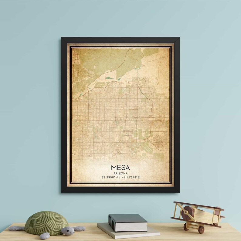 Vintage Mesa Arizona Map Print Poster Custom Map Art - Etsy