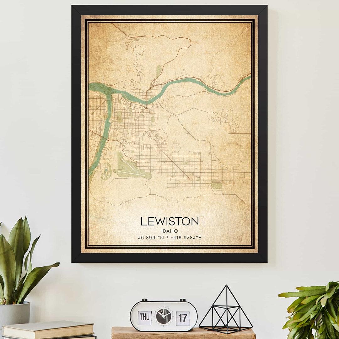 Vintage Lewiston Idaho Map Print Poster Custom Map Art - Etsy