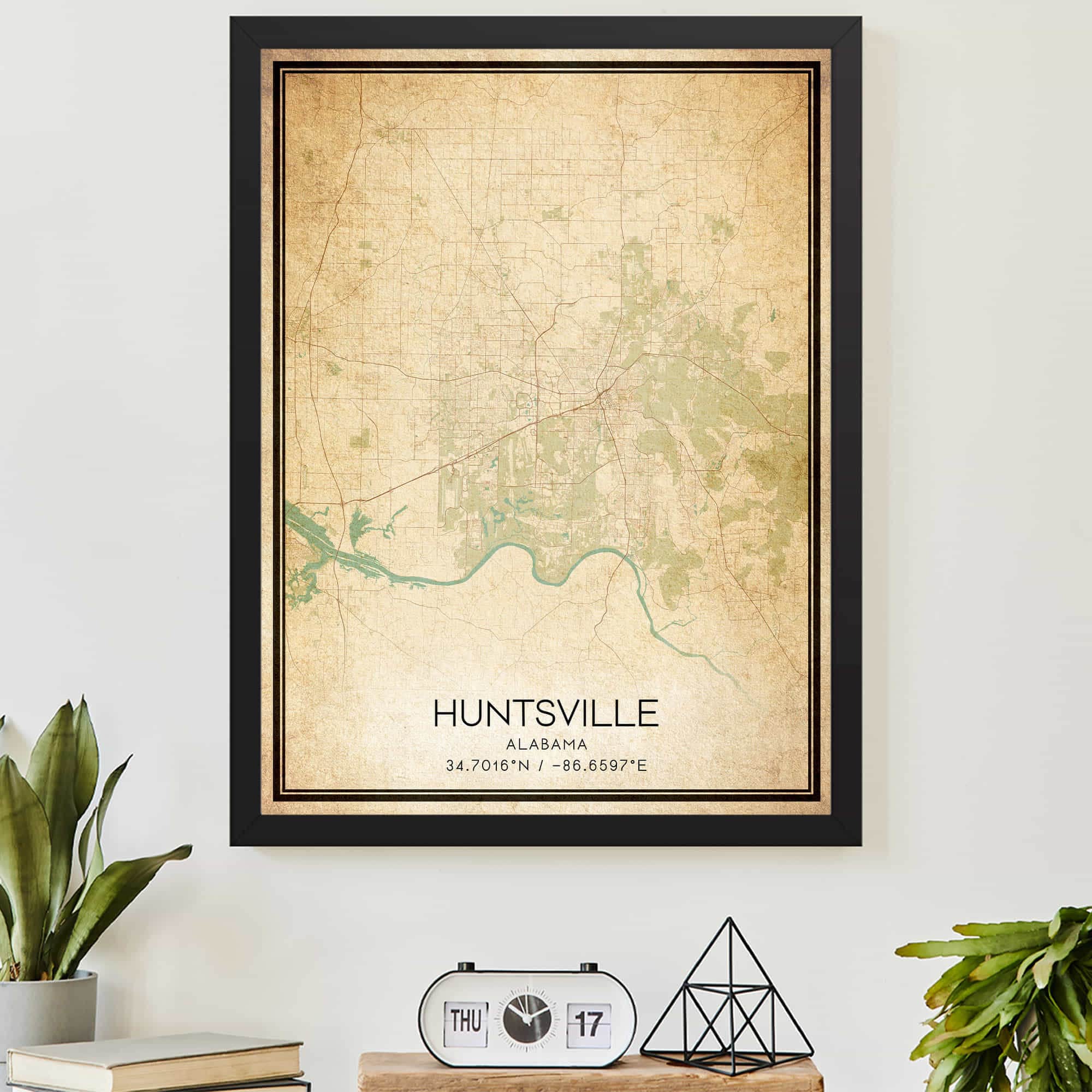 Vintage Huntsville Alabama Map Print Poster Custom Map Art - Etsy