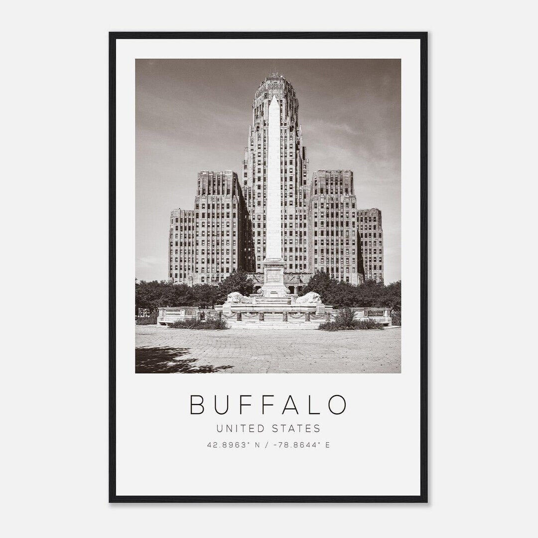 Buffalo United States Travel Photo Poster BW, Buffalo Travel Print ...