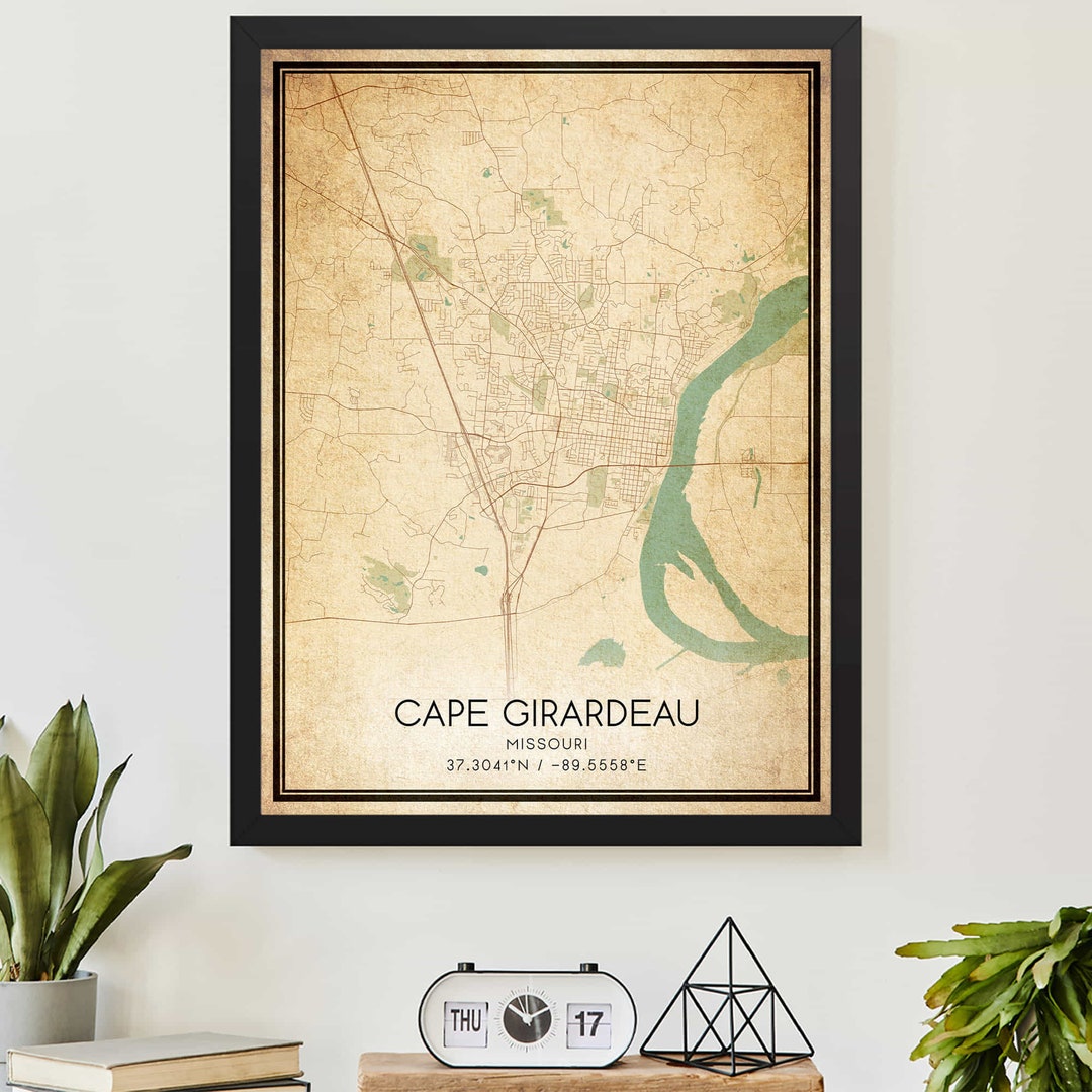 Vintage Cape Girardeau Missouri Map Print Poster Custom Map Art - Etsy