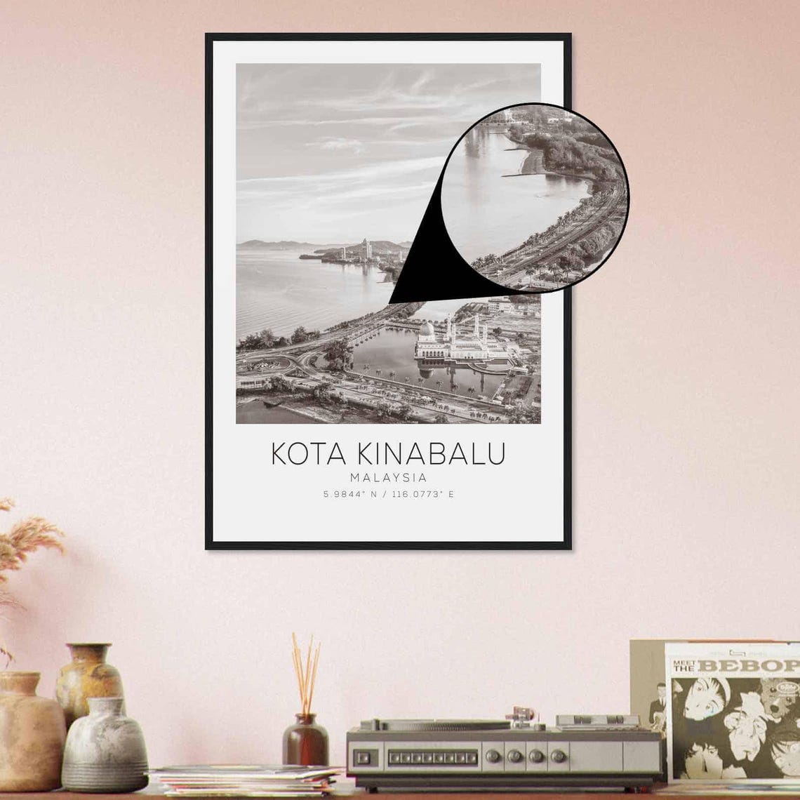 Kota Kinabalu Malaysia Travel Photo Poster Bw Kota Kinabalu Travel