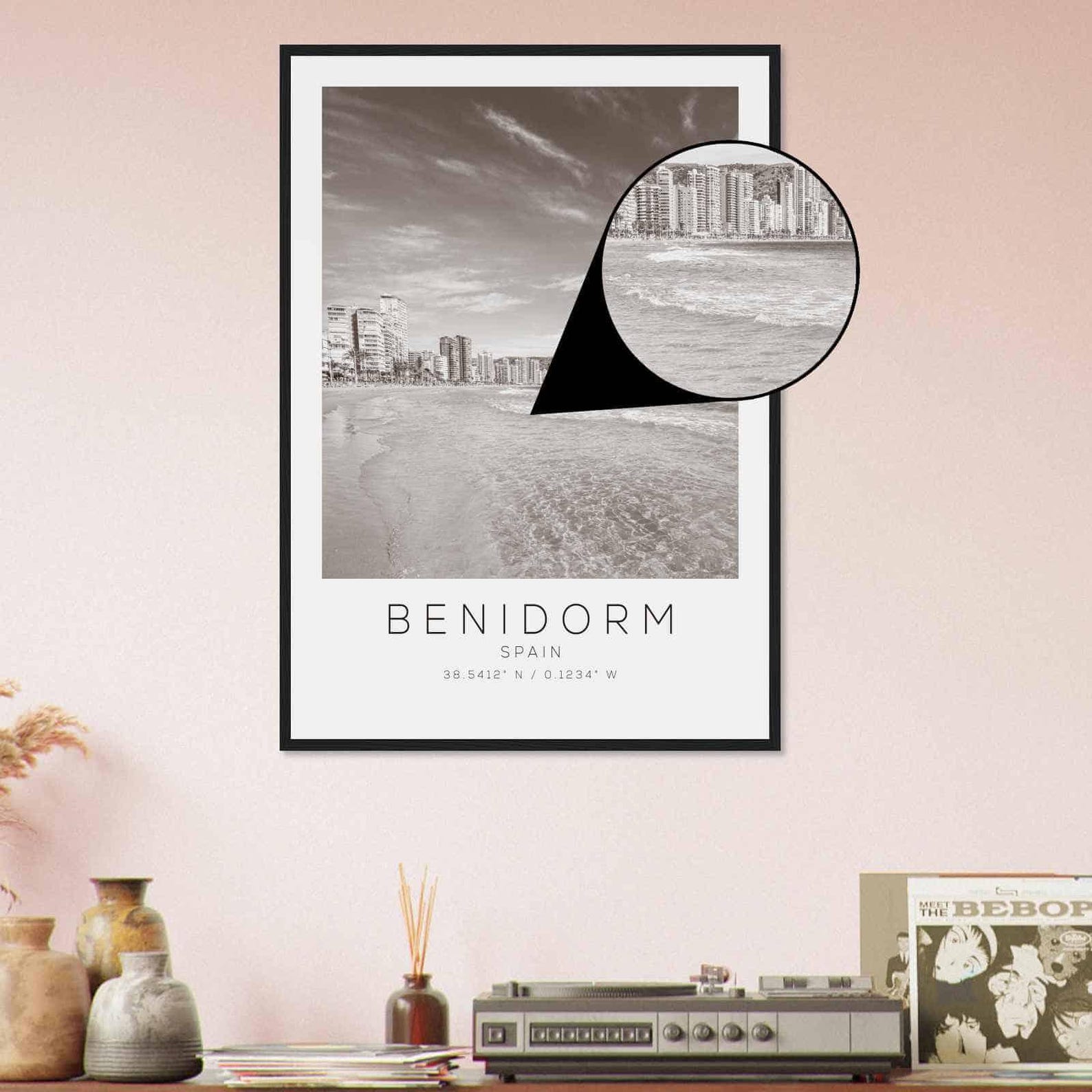Benidorm Spain Travel Photo Poster BW, Benidorm Travel Print ...