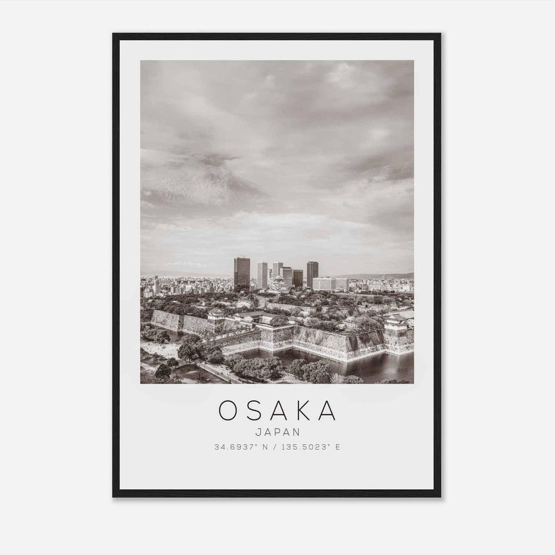 Osaka Japan Travel Photo Poster BW, Osaka Travel Print, Minimalist ...